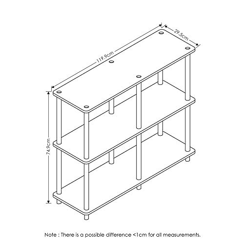 Furinno (99557BE/WH Turn-N-Tube 4-Tier Multipurpose Shelf Display Rack - Beech/White & 99130BE/WH 3-Tier Double Size Storage Display Rack, Beech/White