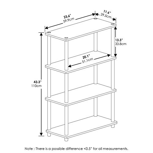 Furinno (99557BE/WH Turn-N-Tube 4-Tier Multipurpose Shelf Display Rack - Beech/White & 99130BE/WH 3-Tier Double Size Storage Display Rack, Beech/White