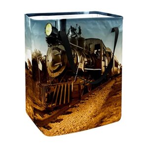 vintage train steam locomotive laundry basket large cloth organizer bag basket foldable laundry hamper with handles