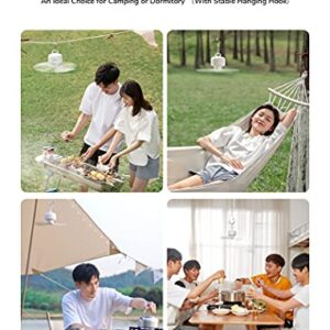 JISULIFE Camping Fan 8000mAh Battery Operated, Portable Tent Fan Rechargeable with Remote Control, Camping Fan with Detachable Fan Blades, Hanging Hook, Timer, 4 Speeds for Outdoor Dorm-White