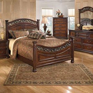 Signature Design by Ashley Leahlyn Traditional Ornate 7 Drawer Dresser, Warm Brown & Leahlyn Traditional 2 Drawer Nightstand, Warm Brown