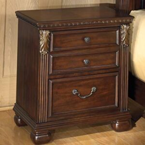 Signature Design by Ashley Leahlyn Traditional Ornate 7 Drawer Dresser, Warm Brown & Leahlyn Traditional 2 Drawer Nightstand, Warm Brown