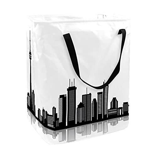 Canadian Toronto Black White Laundry Basket Large Cloth Organizer Bag Basket Foldable Laundry Hamper with Handles