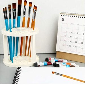 Art Supply Plastic Artist Round Multi Hole Pencil & Paint Brush Organizer Holder - Holds 49 Brushes Upright