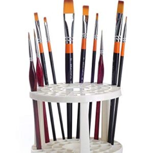 Art Supply Plastic Artist Round Multi Hole Pencil & Paint Brush Organizer Holder - Holds 49 Brushes Upright