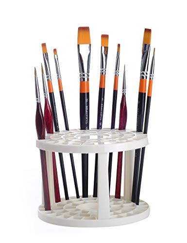 Art Supply Plastic Artist Round Multi Hole Pencil & Paint Brush Organizer Holder - Holds 49 Brushes Upright