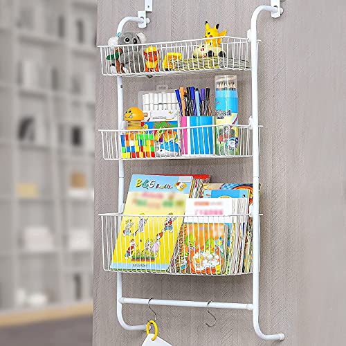 Wetheny Over The Door Heavy Duty 3 Tier Hanging Wire Storage Basket Pantry Cabinet Spice Rack Towel Rack hanging Shelf Organizer with Hooks and Napkin Holder for Bathroom Kitchen Craft Room White