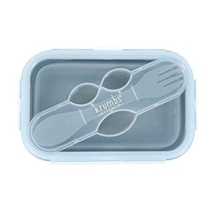 Krumbs Kitchen Essentials Collapsible Silicone Lunch Container Box Food Storage for School, Work, Travel Friendly - Gray