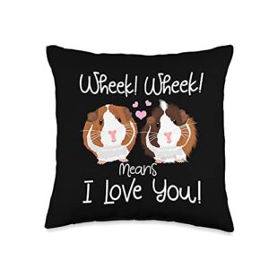 cute guinea pig merch for women men kids wheek i love clothes cavy gift guinea pig throw pillow, 16x16, multicolor