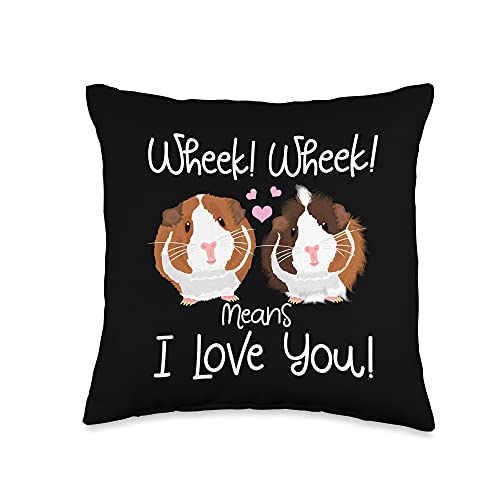 Cute Guinea Pig Merch for Women Men Kids Wheek I Love Clothes Cavy Gift Guinea Pig Throw Pillow, 16x16, Multicolor