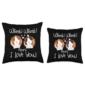 Cute Guinea Pig Merch for Women Men Kids Wheek I Love Clothes Cavy Gift Guinea Pig Throw Pillow, 16x16, Multicolor