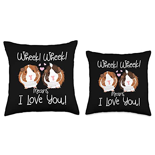 Cute Guinea Pig Merch for Women Men Kids Wheek I Love Clothes Cavy Gift Guinea Pig Throw Pillow, 16x16, Multicolor