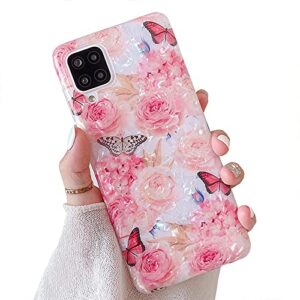 jmltech for samsung galaxy a12 case for women girls cute floral butterfly soft silicone slim thin cute flexible protective girly phone case for samsung galaxy a12 5g 2021