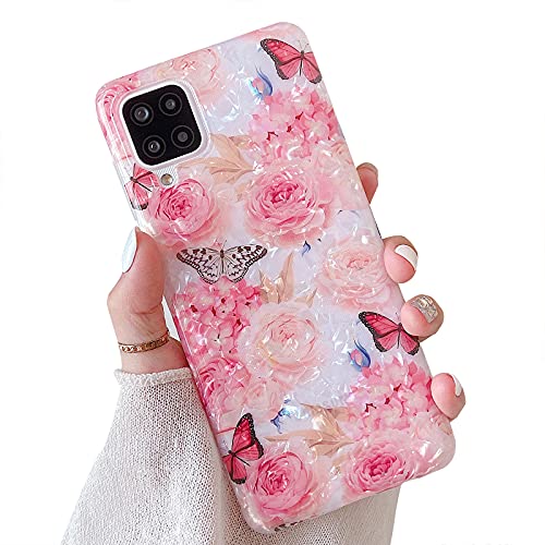 Jmltech for Samsung Galaxy A12 Case for Women Girls Cute Floral Butterfly Soft Silicone Slim Thin Cute Flexible Protective Girly Phone Case for Samsung Galaxy A12 5G 2021