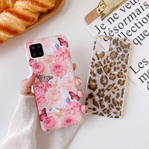 Jmltech for Samsung Galaxy A12 Case for Women Girls Cute Floral Butterfly Soft Silicone Slim Thin Cute Flexible Protective Girly Phone Case for Samsung Galaxy A12 5G 2021