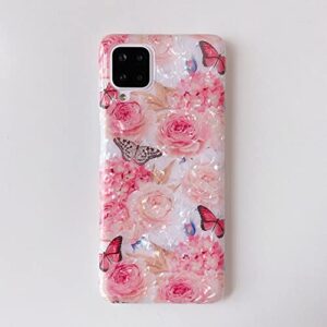 Jmltech for Samsung Galaxy A12 Case for Women Girls Cute Floral Butterfly Soft Silicone Slim Thin Cute Flexible Protective Girly Phone Case for Samsung Galaxy A12 5G 2021