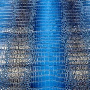 Backdrop King Inc, 53/54" Wide Gator Fake Leather Upholstery, 3-D Crocodile Skin Texture Faux Leather PVC Vinyl Fabric (1 Yard, Royal Blue)