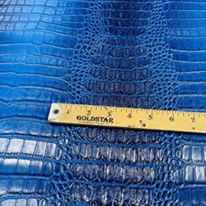 Backdrop King Inc, 53/54" Wide Gator Fake Leather Upholstery, 3-D Crocodile Skin Texture Faux Leather PVC Vinyl Fabric (1 Yard, Royal Blue)