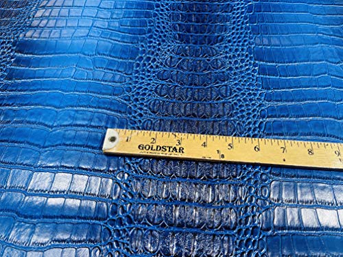 Backdrop King Inc, 53/54" Wide Gator Fake Leather Upholstery, 3-D Crocodile Skin Texture Faux Leather PVC Vinyl Fabric (1 Yard, Royal Blue)