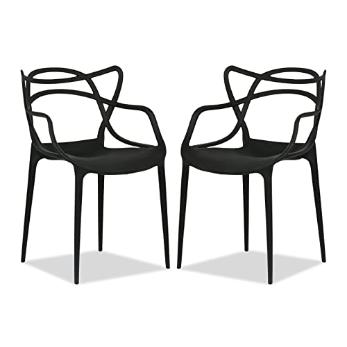 Aron Living Monte 18" Mid-Century Plastic Dining Chairs in Black (Set of 2)