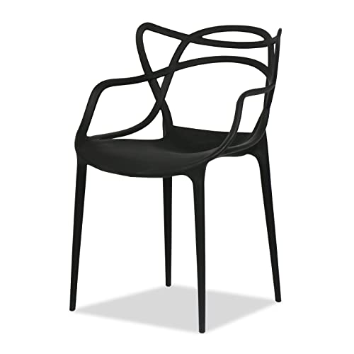 Aron Living Monte 18" Mid-Century Plastic Dining Chairs in Black (Set of 2)