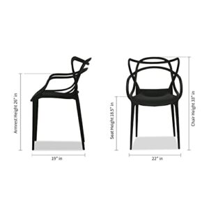 Aron Living Monte 18" Mid-Century Plastic Dining Chairs in Black (Set of 2)