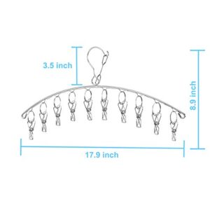 Seropy Clothes Hanger with 10 Clips Laundry Drying Rack 6 Pack, Clothes Drying Rack Stainless Steel Sock Hangers Windproof Clip and Drip Hanger for Drying Socks, Bras, Towel, Underwear, Baby Clothes