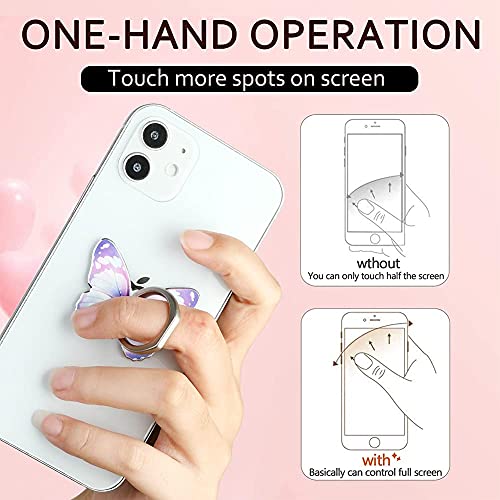 LSL Cute Butterfly Cell Phone Ring Holder 360°Rotation Metal Finger Stand Kickstand Universal Compatible with iPhone Samsung Galaxy LG Google Pixel iPad Three Pack Pink Blue Purple Pretty Butterfly