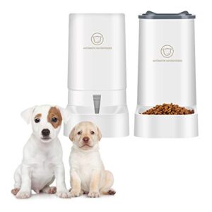 2-in-1 Automatic Food&Water Dispenser for Small Dogs, 2.1kg Gravity Food Dispenser 3.8L Waterer Set Travel Puppy Smart Feeder Self-Dispensing Water Feeder&Food Container for Cat and Small Medium Dog