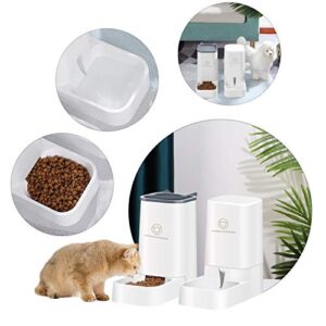 2-in-1 Automatic Food&Water Dispenser for Small Dogs, 2.1kg Gravity Food Dispenser 3.8L Waterer Set Travel Puppy Smart Feeder Self-Dispensing Water Feeder&Food Container for Cat and Small Medium Dog