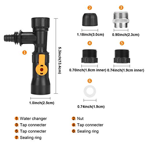 GLOGLOW Aquarium Water Changer, Fish Tank Water Changer Faucet Adapter Replacement Faucet Nozzles Pump with 2 Faucet Adapters Aquarium Water Changer Flow Control Valve Assembly