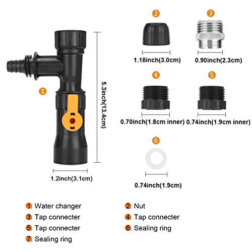 GLOGLOW Aquarium Water Changer, Fish Tank Water Changer Faucet Adapter Replacement Faucet Nozzles Pump with 2 Faucet Adapters Aquarium Water Changer Flow Control Valve Assembly