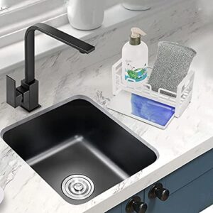 ZOOFOX 2 Pack Sink Sponge Holder with Removable Drain Tray, 7.2 Inch Countertop Caddy Organizer, Kitchen Soap Dish Dispenser Brush Holder