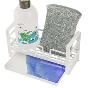 ZOOFOX 2 Pack Sink Sponge Holder with Removable Drain Tray, 7.2 Inch Countertop Caddy Organizer, Kitchen Soap Dish Dispenser Brush Holder