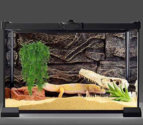 HERCOCCI 2 Pack Reptile Plants, Terrarium Hanging Plants Vines Artificial Leaves Habitat Decorations with Suction Cup for Bearded Dragon Hermit Crab Lizard Snake Geckos Chameleon