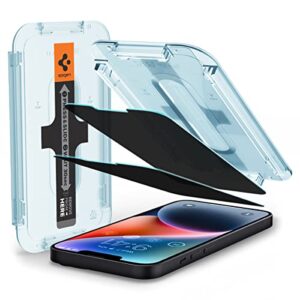 spigen tempered glass screen protector compatible with iphone 14 plus/iphone 13 pro max [privacy / 2 pack]