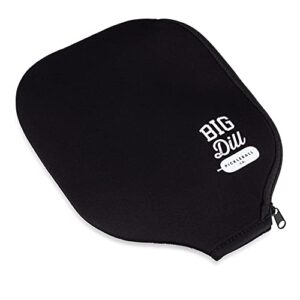 big dill pickleball co. individual pickleball paddle cover only neoprene sleeve - case fits pickleball rackets up to 8.25" wide (black)