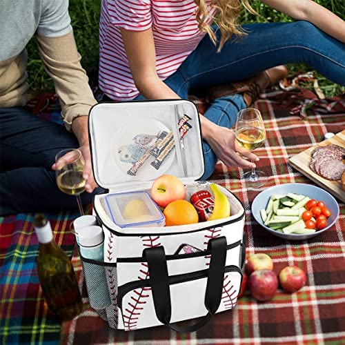 AUUXVA Cooler Bag Large Camping Cooler Tote Baseball Lunch Cooler Bag Insulated Waterproof Lunch Box for Picnic Beach Travel, Reusable Leakproof