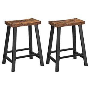 vasagle bar stools, set of 2 bar chairs, kitchen breakfast bar stools with footrest, 23.6 inches high, industrial in living room, party room, rustic brown and black ulbc074b01