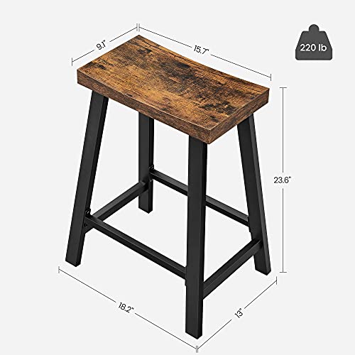 VASAGLE Bar Stools, Set of 2 Bar Chairs, Kitchen Breakfast Bar Stools with Footrest, 23.6 Inches High, Industrial in Living Room, Party Room, Rustic Brown and Black ULBC074B01