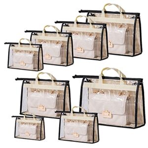 szxfmy 8 pack handbag storage organizer dust bags transparent hanging purse organizer wallet storage bag for hanging closet with handle and zipper handbag