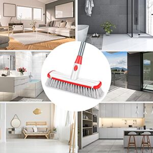 Scrub Brush Floor Brush with Long Handle, Deck Brush Floor Scrubber 2 in 1 Scrape Brush Stiff Bristle Shower Brush Scrubbing Brush Cleaning Brush for Bathroom, Kitchen, Tub, Carpet, Grout, Tile