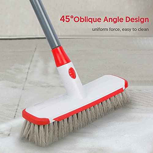 Scrub Brush Floor Brush with Long Handle, Deck Brush Floor Scrubber 2 in 1 Scrape Brush Stiff Bristle Shower Brush Scrubbing Brush Cleaning Brush for Bathroom, Kitchen, Tub, Carpet, Grout, Tile