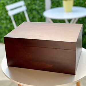 Blake & Lake Large Wooden Box with Hinged Lid - Wood Storage Box with Lid - Wooden Keepsake Box - Decorative boxes with lids (Dark Oak)