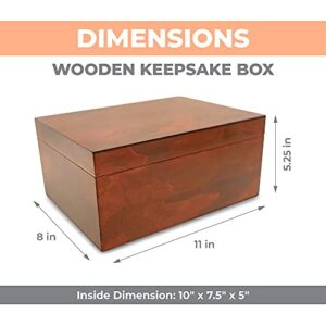 Blake & Lake Large Wooden Box with Hinged Lid - Wood Storage Box with Lid - Wooden Keepsake Box - Decorative boxes with lids (Dark Oak)