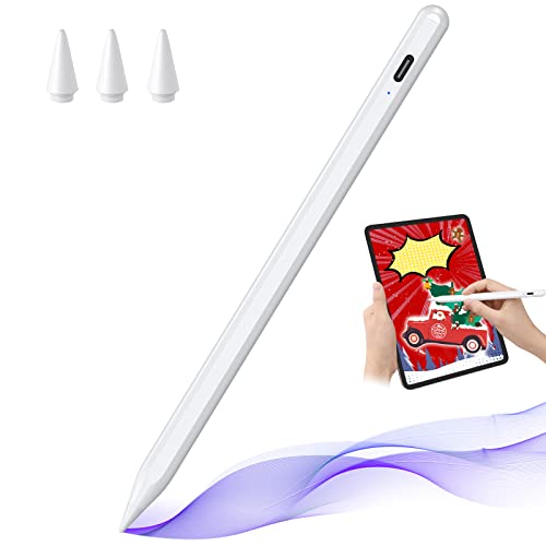 Stylus Pen for iPad 9th&10th Generation - 5X Fast Charge Digital Pen - Compatible with 2018-2023, Apple iPad Pro 11/12.9 Inch,iPad 6-10 Gen,iPad Mini 5-6 Gen,iPad Air 3-5 Gen-White