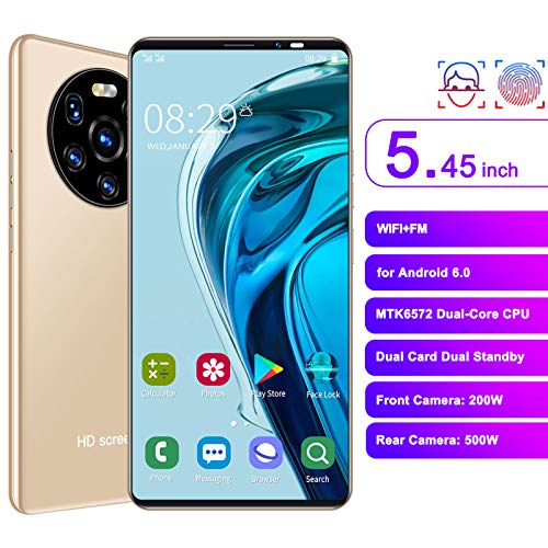 Diydeg 5.45in HD Screen Phone, LANDVO Mate40 Pro 3G 1GB+8GB 500W+200W Pixels Camera Dual Card Dual Standby Phone, for Gift Man(Golden)