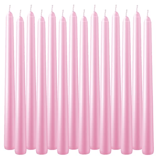 Pink 10-inch Cone Candles, Each Set of 14 odorless and drip-Free candlesticks -8 Hours Long Burning, Suitable for Home Decoration, Weddings, Parties