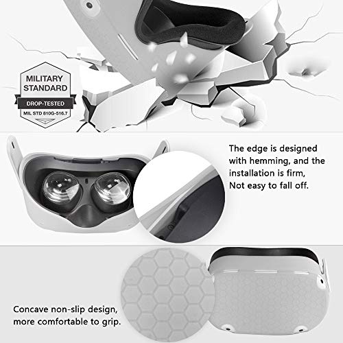 MASiKEN VR Cover Shell for Oculus Quest 2, Soft Silicone Front Face Protector, Anti Scratch and Falling Damage, Light Blocker, Quest 2 Decal Replacement (Gray)