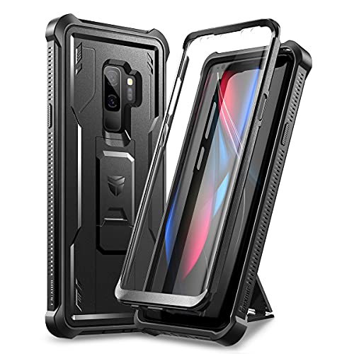 Dexnor for Samsung Galaxy S9+ Plus Case, [Built in Screen Protector and Kickstand] Heavy Duty Military Grade Protection Shockproof Protective Cover for Samsung Galaxy S9 Plus Black